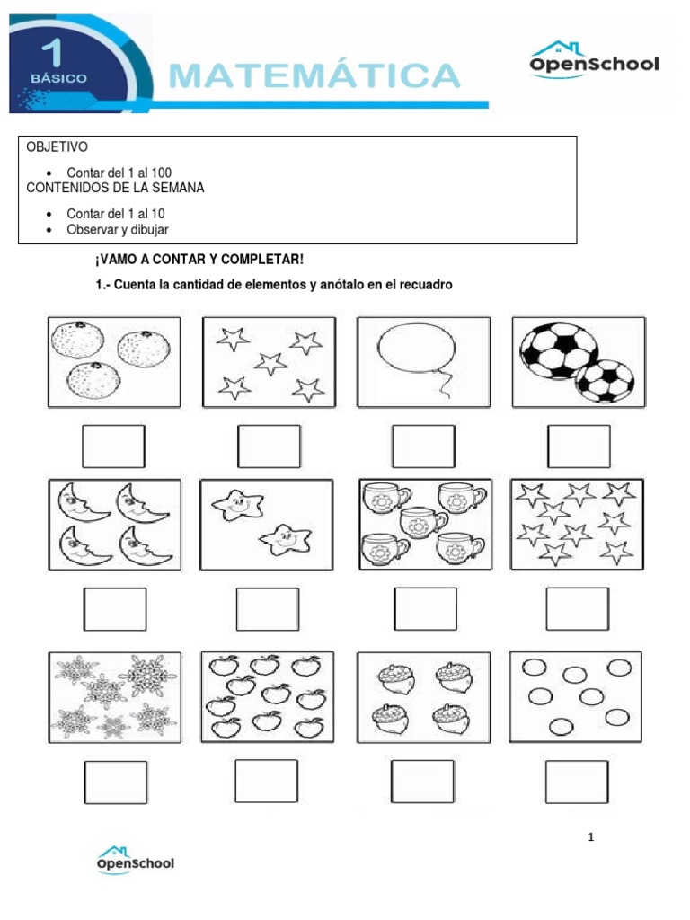 Matematica - Guia 2. Contar Del 1 Al 10 | PDF