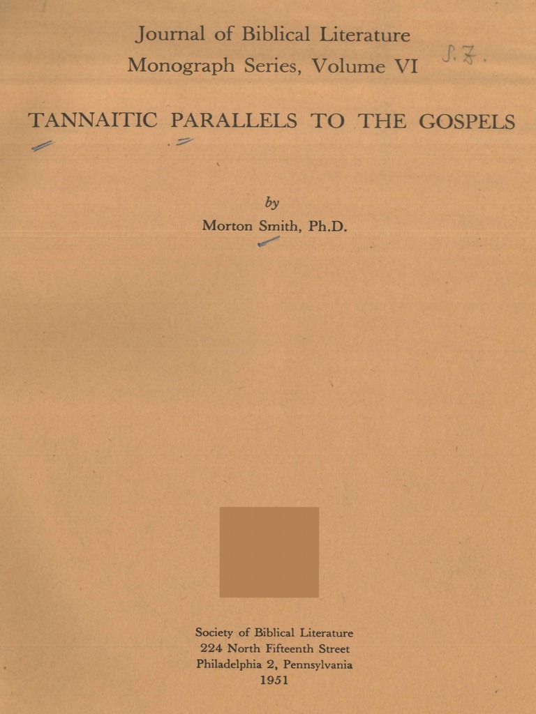 Tannaitic Parallels To The Gospels - M. Smith | PDF | Word | Semiotics