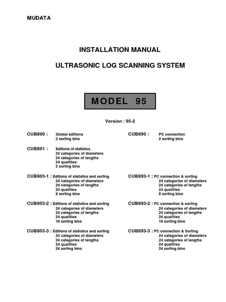 Model 95: Installation Manual Ultrasonic Log Scanning System | PDF ...