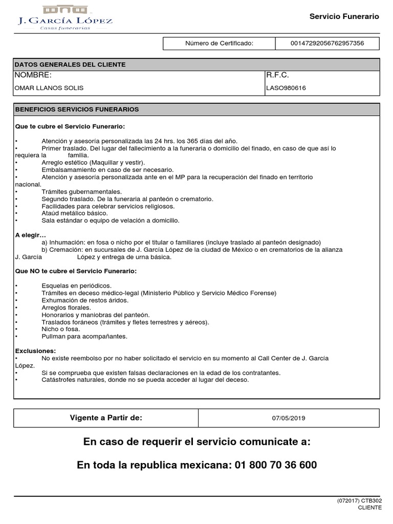Detalles clave del servicio funerario básico proporcionado | PDF | Casa ...