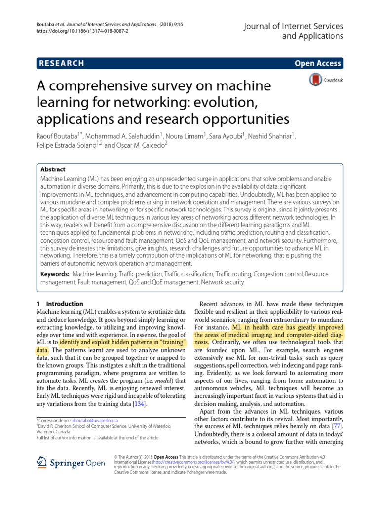 A Comprehensive Survey On Machine Learning For Networking | PDF | Root ...