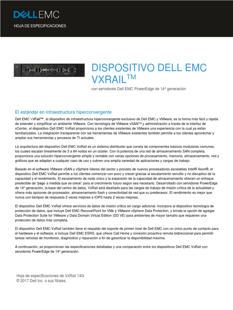 h16763 Vxrail 14g Spec Sheet | PDF | V Mware | Grupo de computadoras