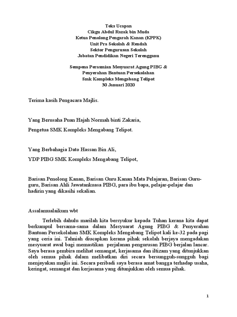 Teks Ucapan VIP | PDF