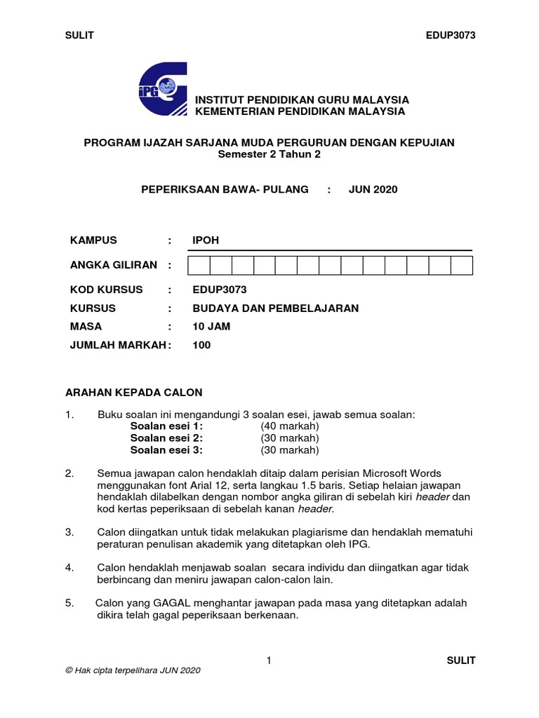 Soalan Pentaksiran Alternatif Edup3073 | PDF | Karier & Perkembangan