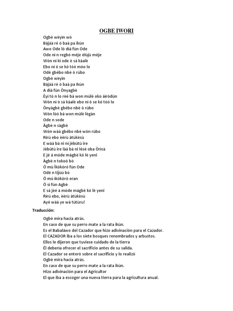 Compendio Ogbe Iwori | PDF | Cabra | Religión y creencia