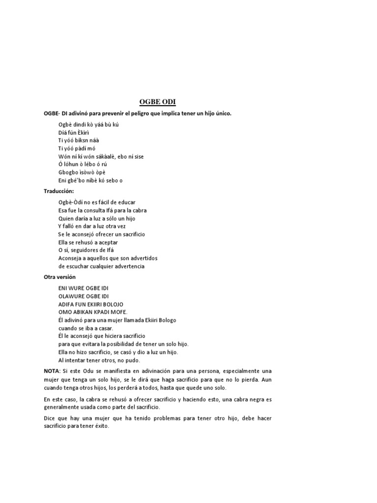 Compendio Ogbe Odi | PDF | Santeria | Dios