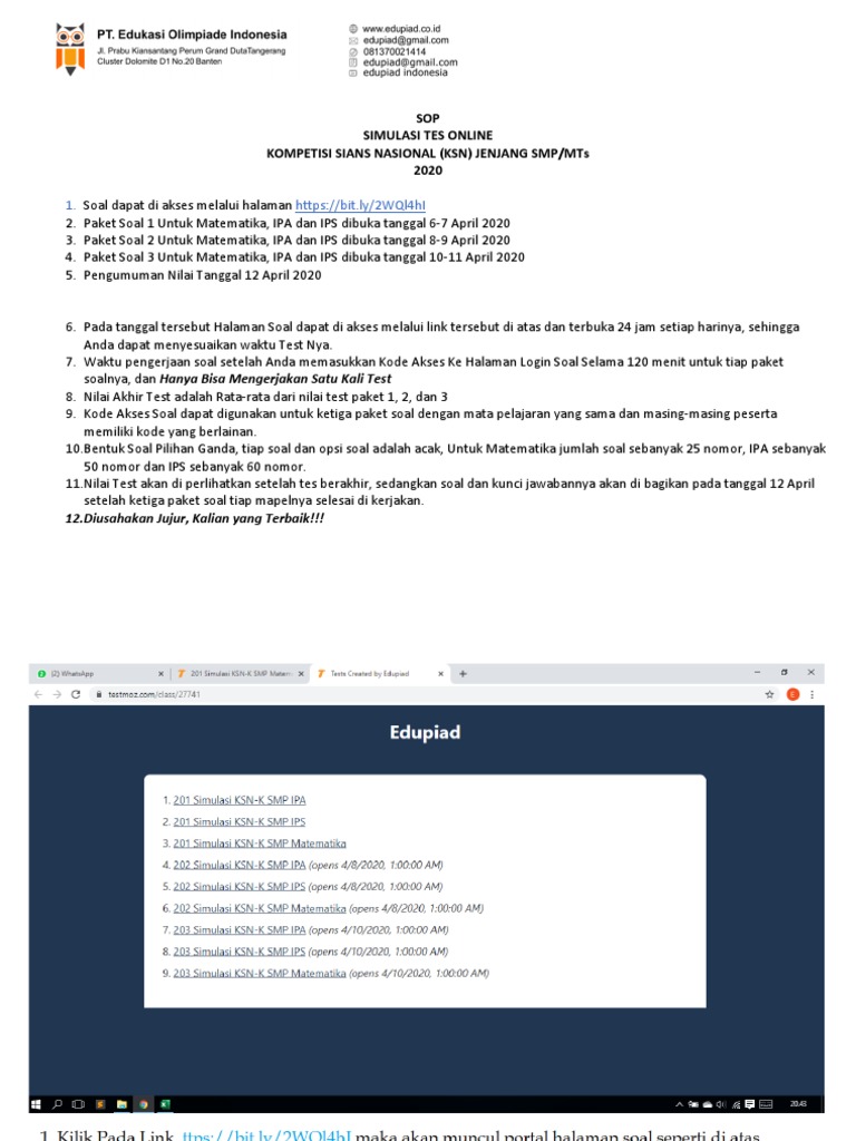 SOP Simulasi KSN SMP 2020 | PDF