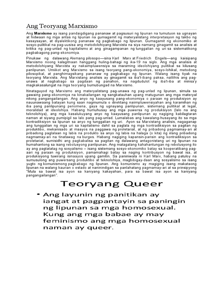 Ang Teoryang Marxismo | PDF