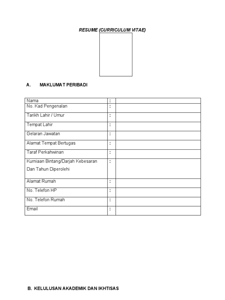 Borang CV - IPGKTHO 2020 | PDF