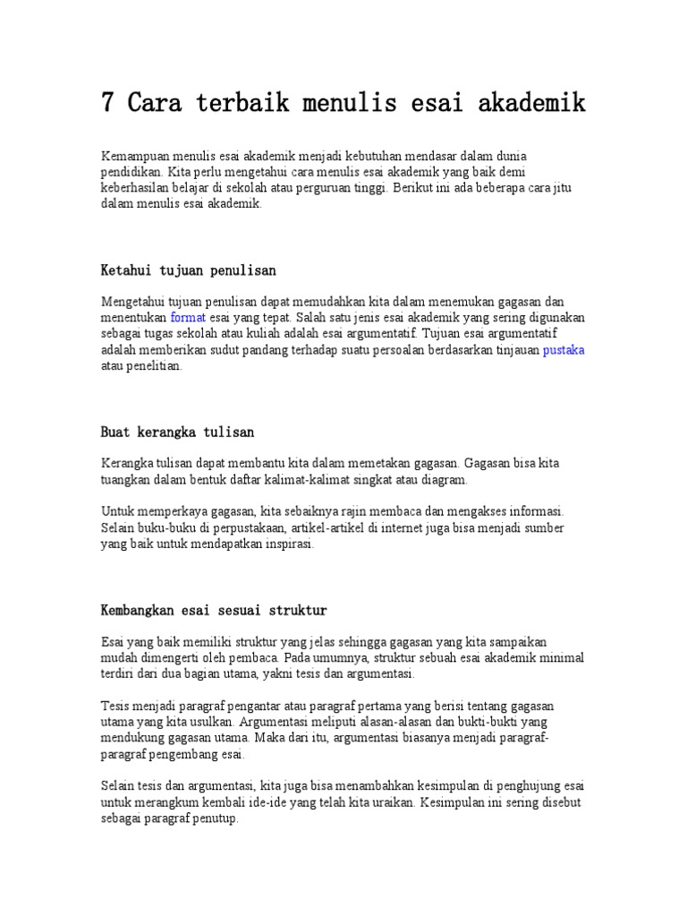 7 Cara Terbaik Menulis Esai Akademik | PDF | Karier & Perkembangan ...