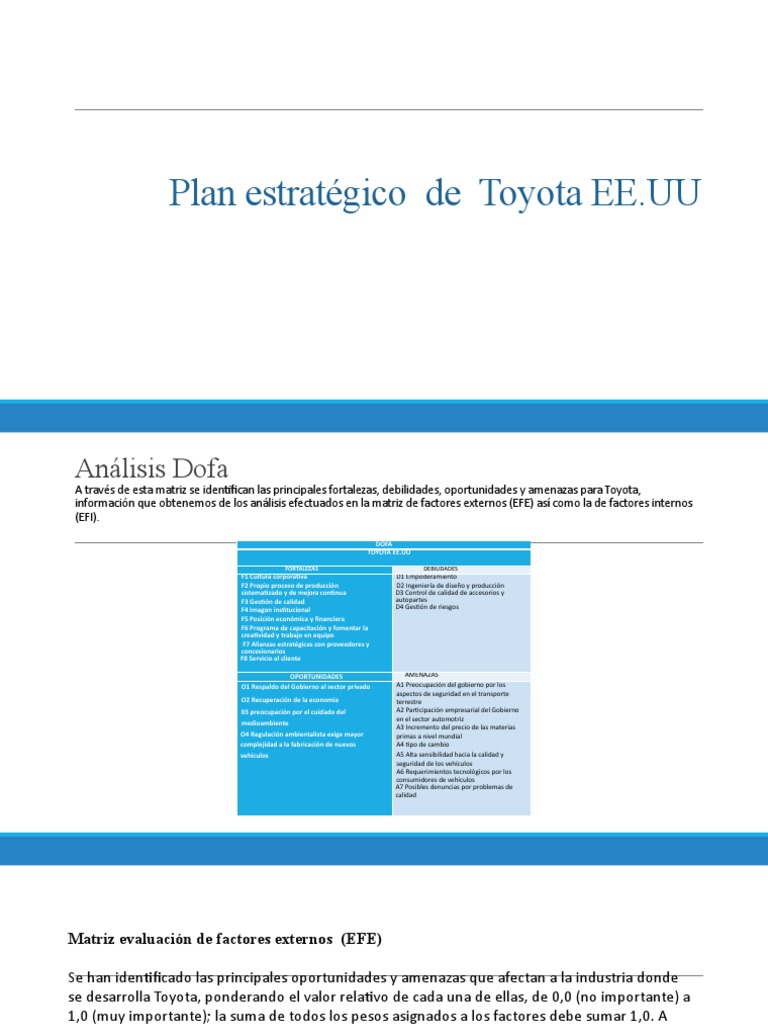 Plan Estratégico de Toyota EE | PDF | Toyota | Business