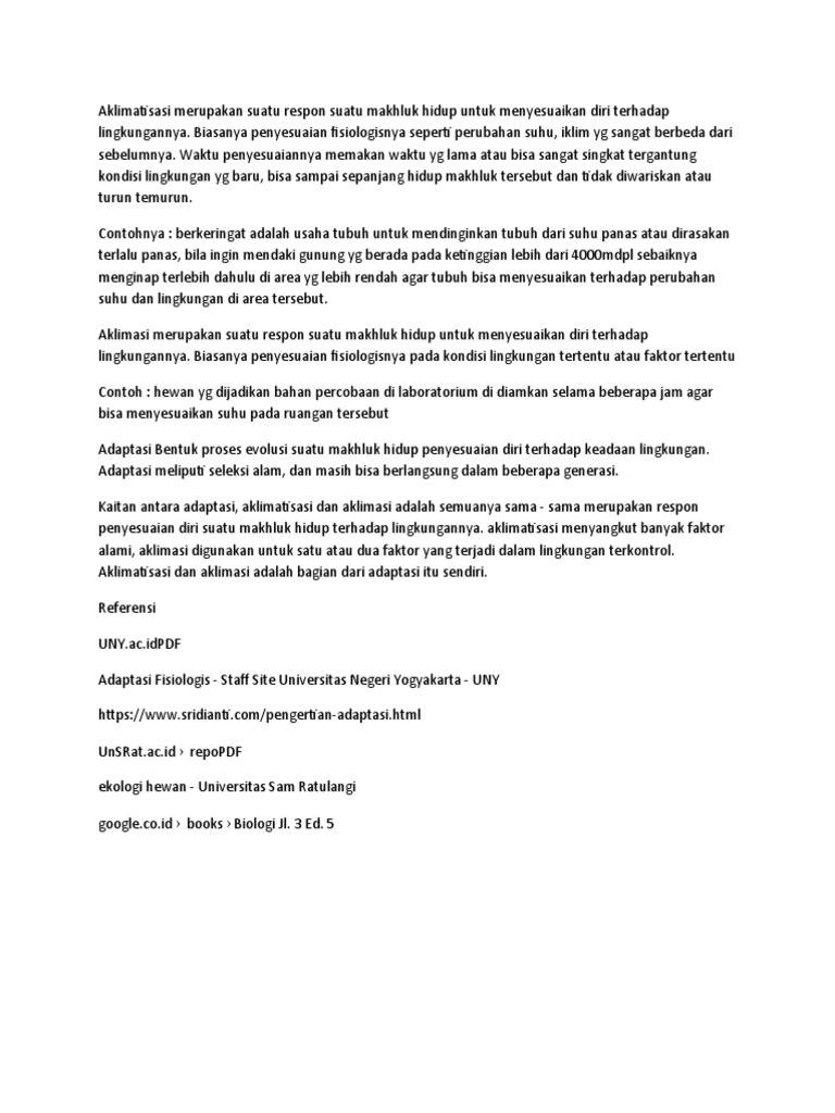 Aklimatisasi Dan Aklimasi | PDF