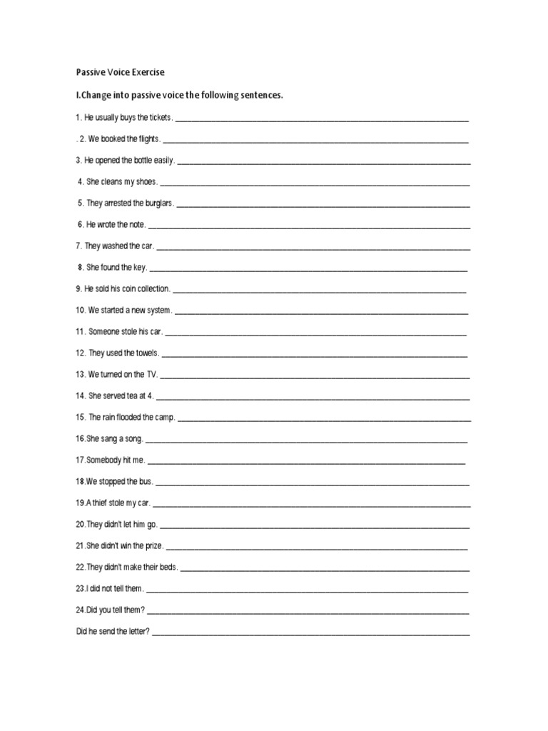 Passive Voice Exercise | PDF