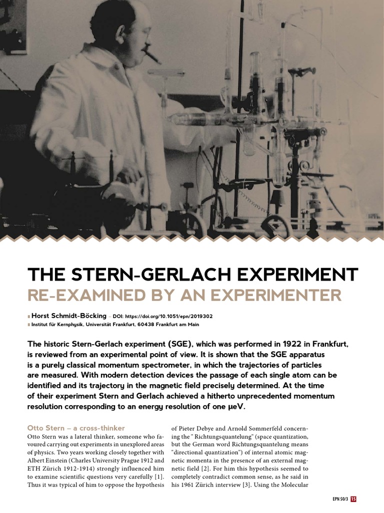 The Stern-Gerlach Experiment: Re-Examined by An Experimenter | PDF ...