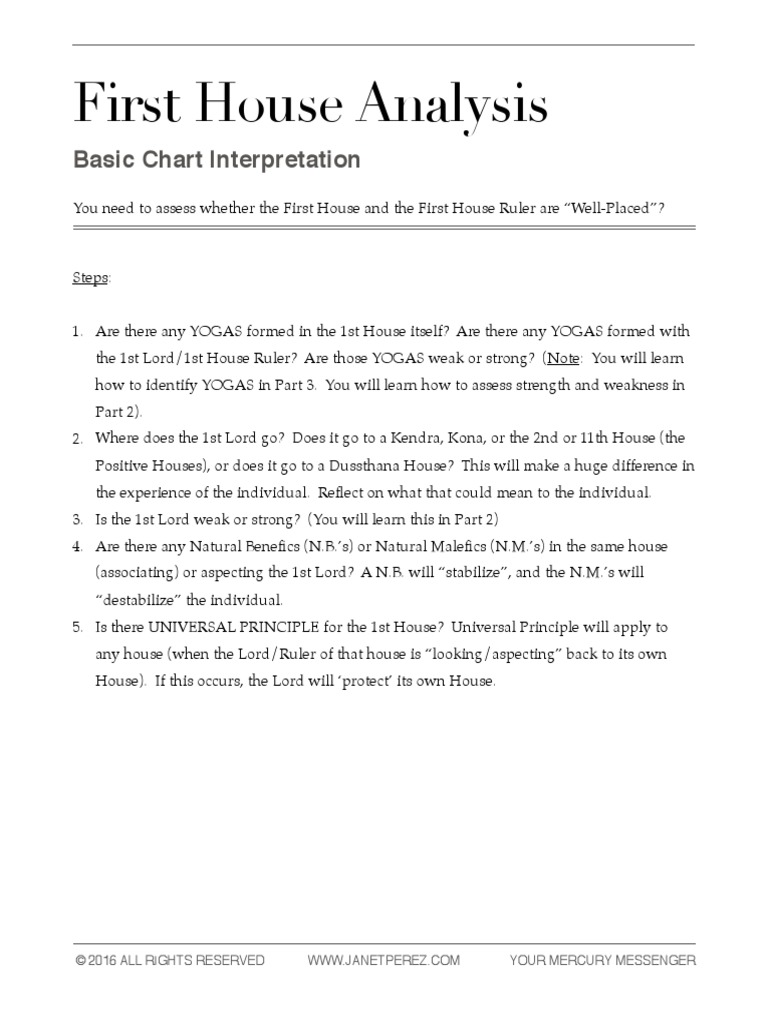 First House Analysis: Basic Chart Interpretation | PDF