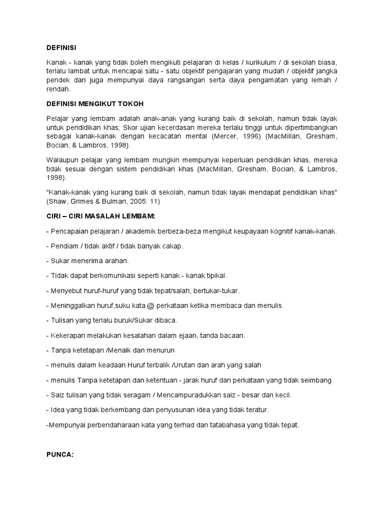 Masalah Lembam | PDF | Karier & Perkembangan | Kesehatan Holistik