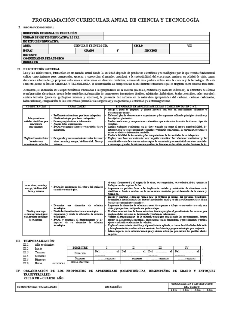 4to Programación Anual CTA | PDF | Aprendizaje | Organismos