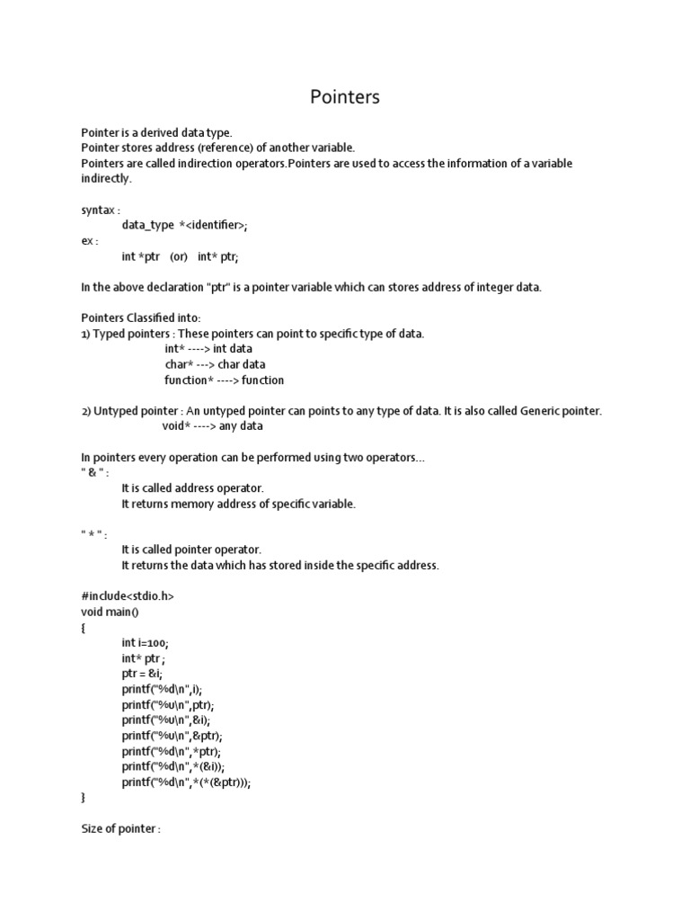 Pointers | PDF | Pointer (Computer Programming) | Integer (Computer Science)