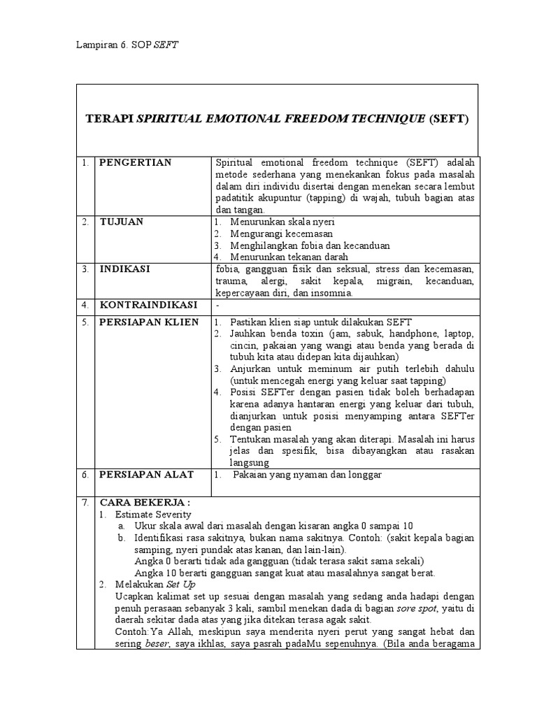 Sop Terapi Seft | PDF