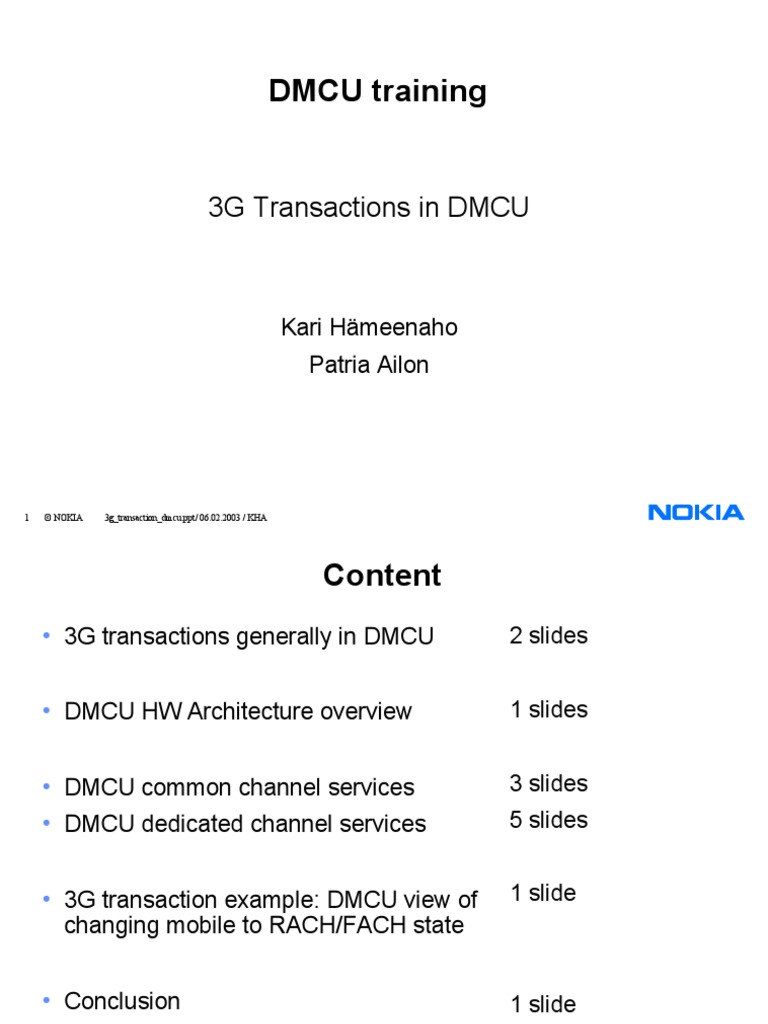 DMCU Training: 3G Transactions in DMCU | PDF | Digital Signal Processor ...