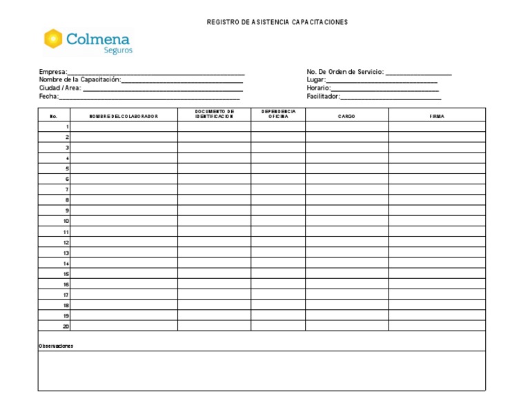 Formato de Asistencia COLMENA | PDF