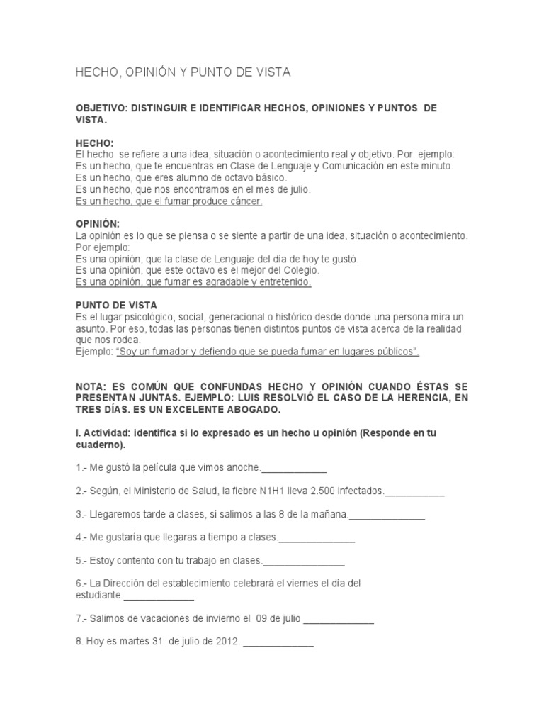 HECHO y Opinion. | PDF | Naturaleza