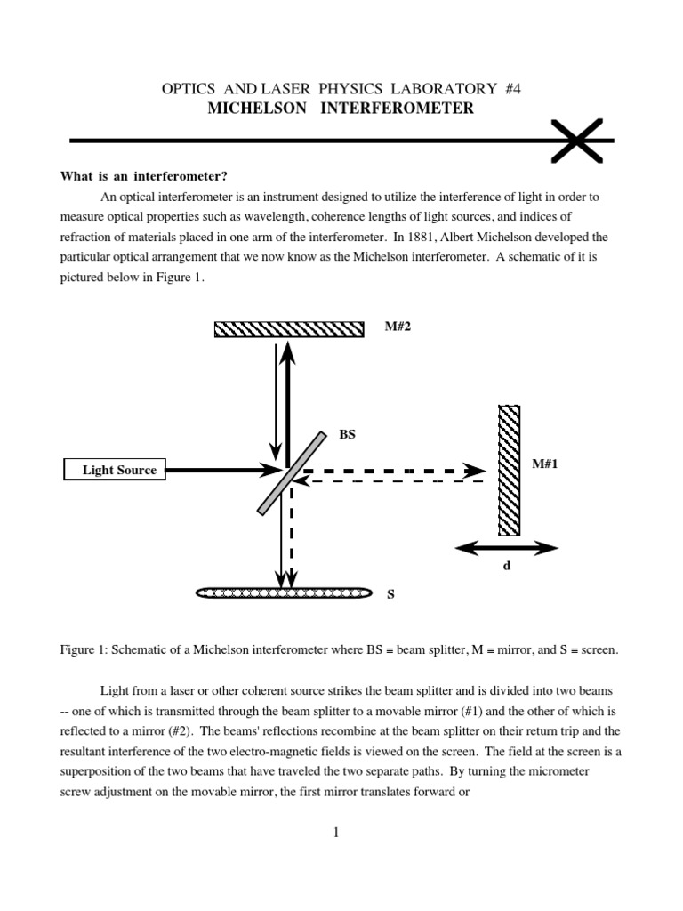 Characterization of Optical Properties Using a Michelson Interferometer | PDF | Interferometry ...