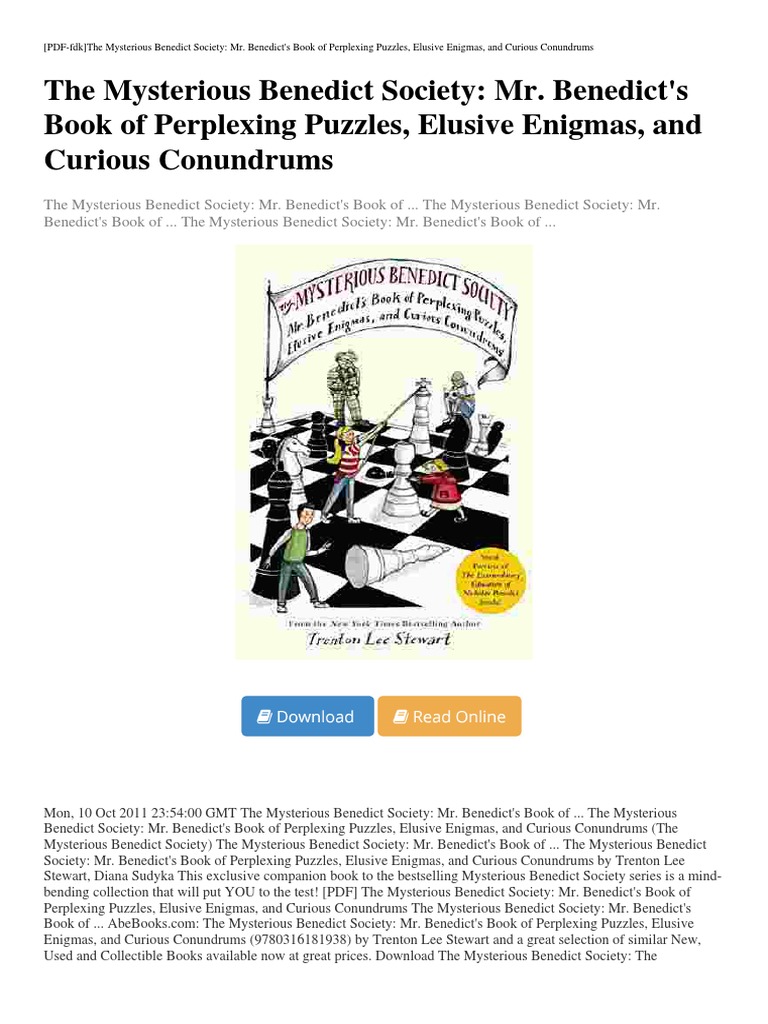 The Mysterious Benedict Society: Mr. Benedict's Book of Perplexing ...