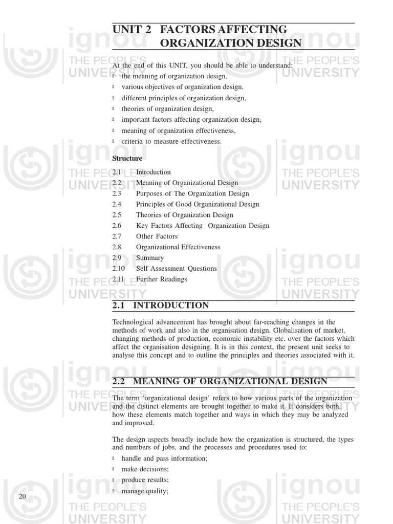 Unit 2 Factors Affecting Organization Design: Structure | PDF ...