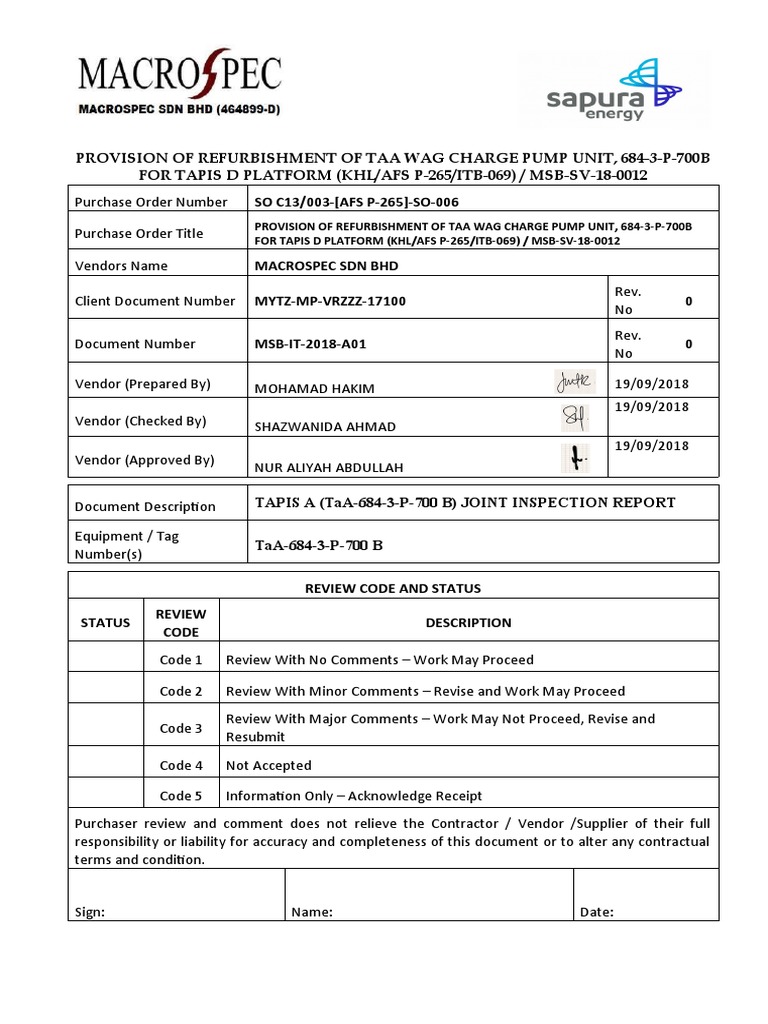 Provision of Refurbishment of Taa Wag Charge Pump Unit, 684-3-P-700B ...