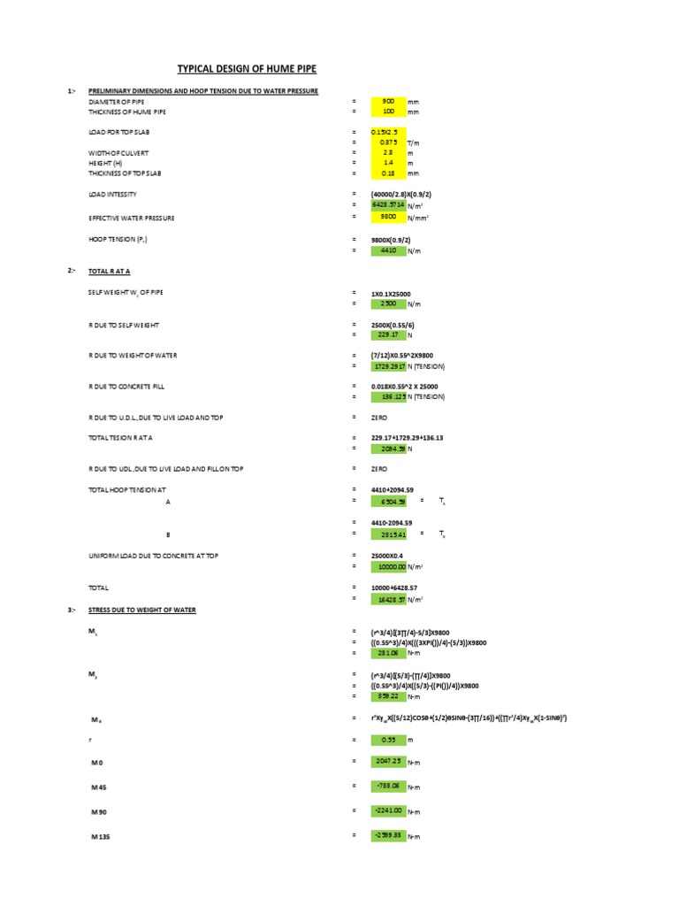 Design of Hume Pipe | PDF | Solid Mechanics | Structural Engineering
