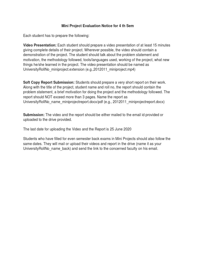 Mini Project Evaluation Notice | PDF | Business