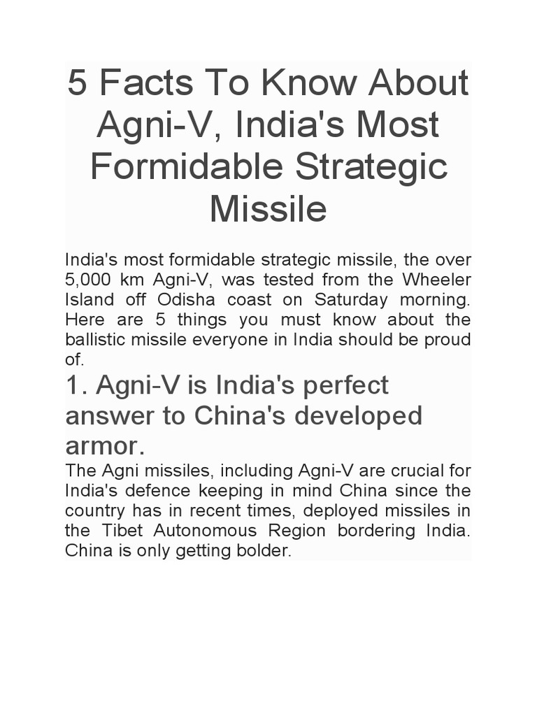 5 Facts To Know About Agni | PDF
