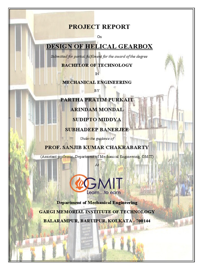 Gearbox Project Report | PDF | Gear | Transmission (Mechanics)