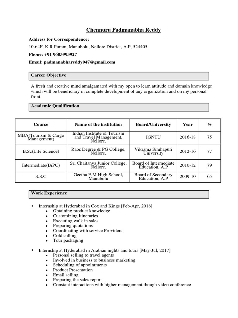 Chennuru Padmanabha Reddy RESUME | PDF | Behavior Modification | Learning