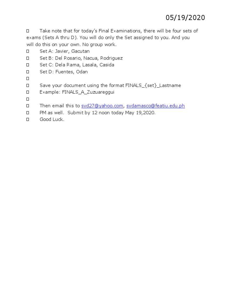 Final Exam Rules | PDF