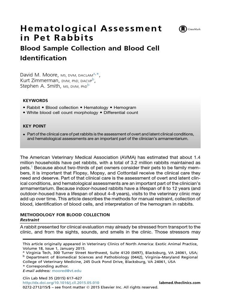 Rabbit Blood Collection Guide | PDF | White Blood Cell | Red Blood Cell