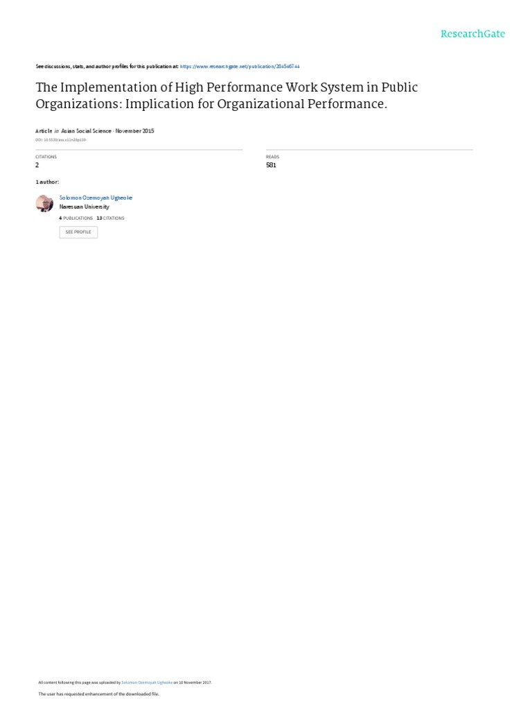 The Implementation of High Performance Work System | PDF | Human ...