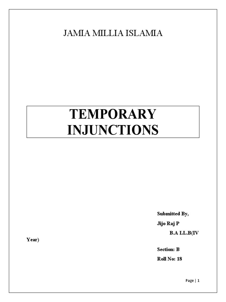 Analysis of Temporary Injunctions and their Legal Provisions in India | PDF | Injunction ...