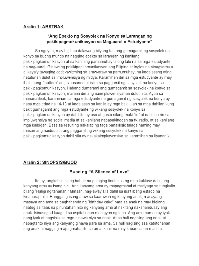 Sinopsis o Buod | PDF