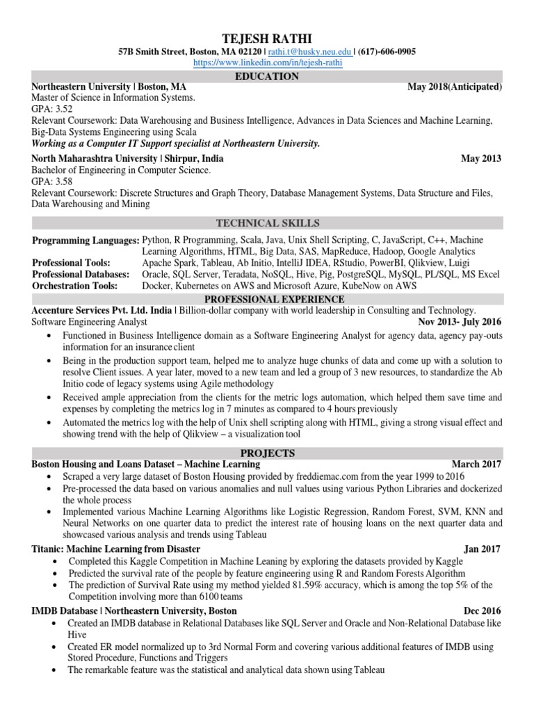 Tejesh Resume PDF | PDF | Machine Learning | Big Data