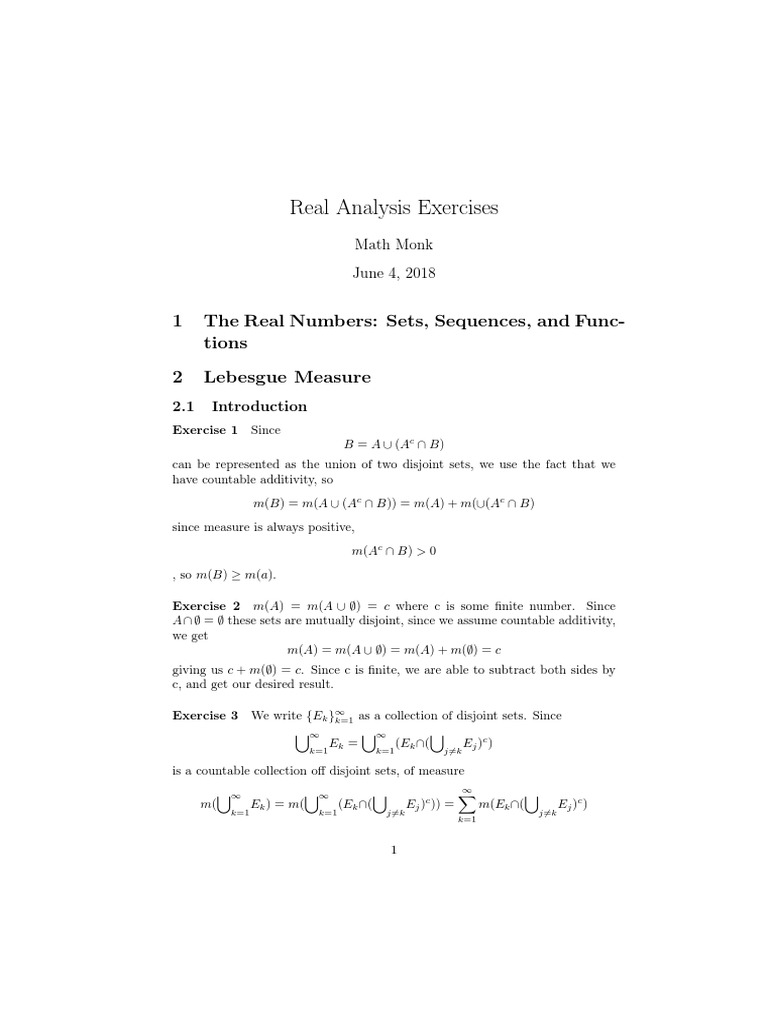 Real Analysis Exercises: 1 The Real Numbers: Sets, Sequences, and Func ...
