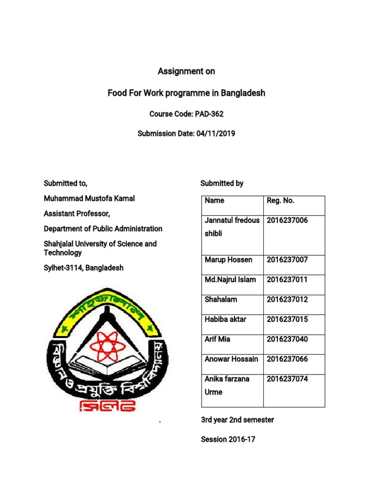 Assignment On Food For Work Programme in Bangladesh | PDF | Food ...
