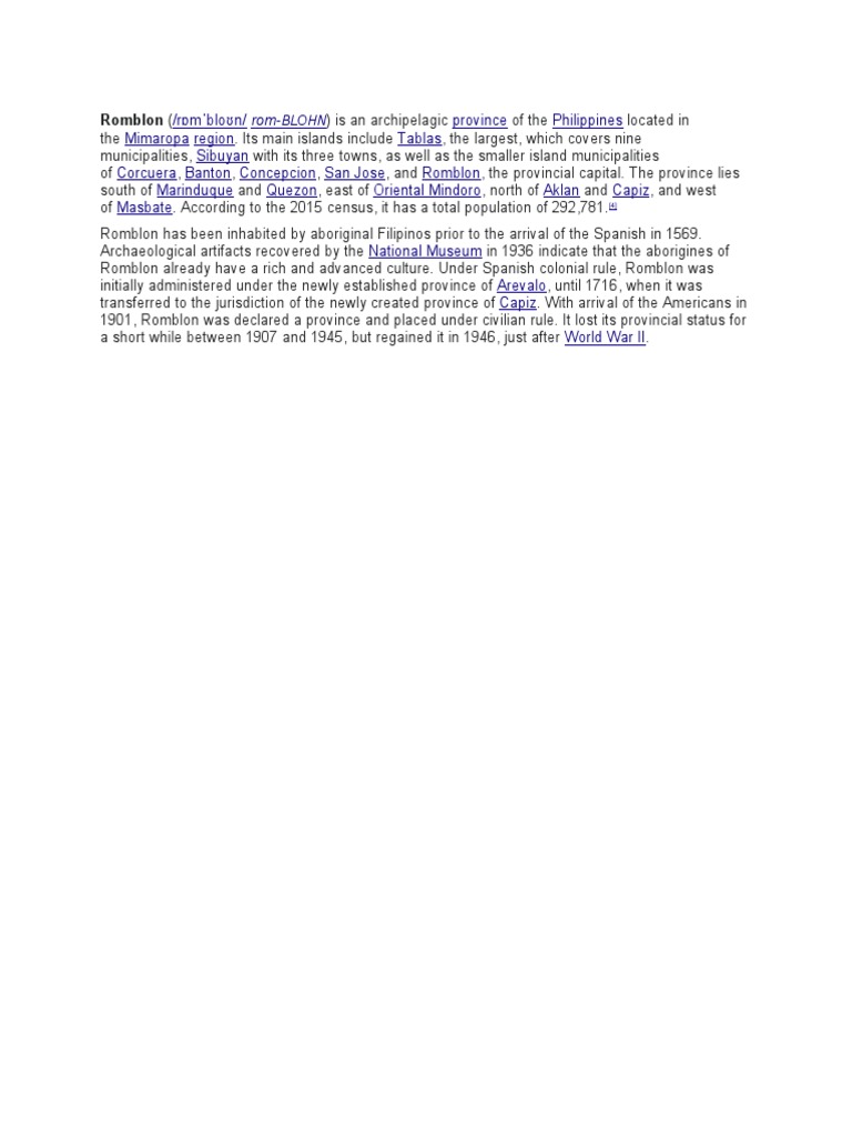 Romblon | PDF | Social Science | Travel