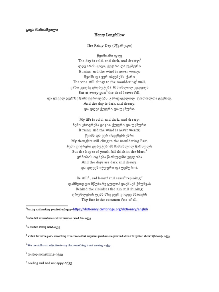 Henry Longfellow-The Rainy Day | PDF
