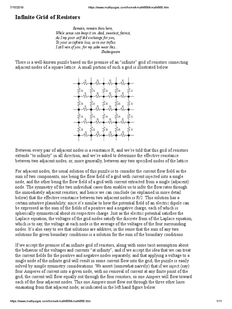 Infinite Grid of Resistors | PDF | Recurrence Relation | Polynomial