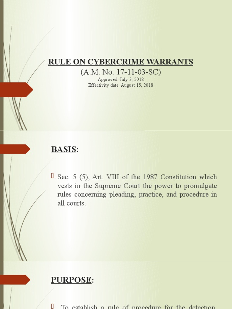 Rule On Cybercrime Warrants: (A.M. No. 17-11-03-SC) | PDF | Search ...