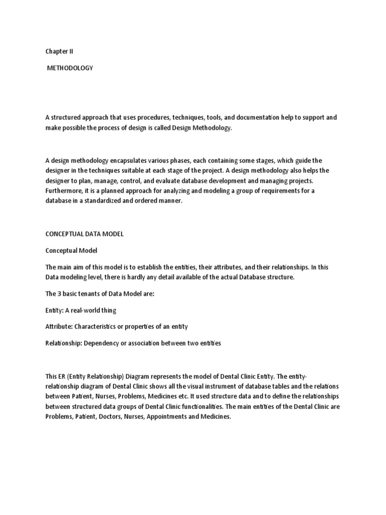 Dental Clinic DBMS Chapter II | PDF | Data Model | Conceptual Model