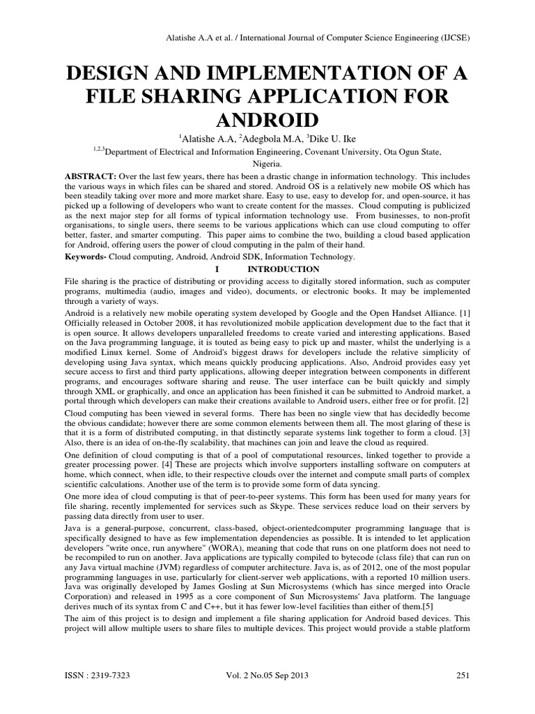 Design and Implementation of A File Sharing Application For Android ...