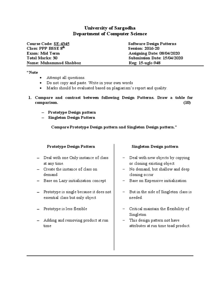 Desighn Pattern Solved Paper | Download Free PDF | Software Design ...